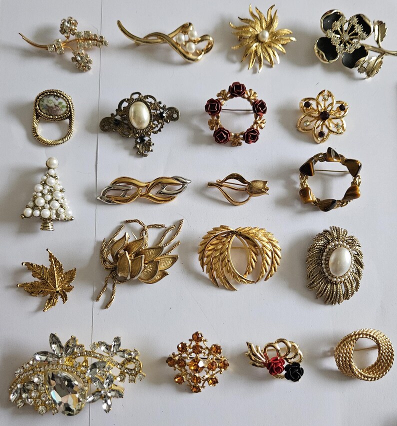 Vintage Gold Tone Plated Mixed Brooch Pin Jewellery Joblot Bundle ...