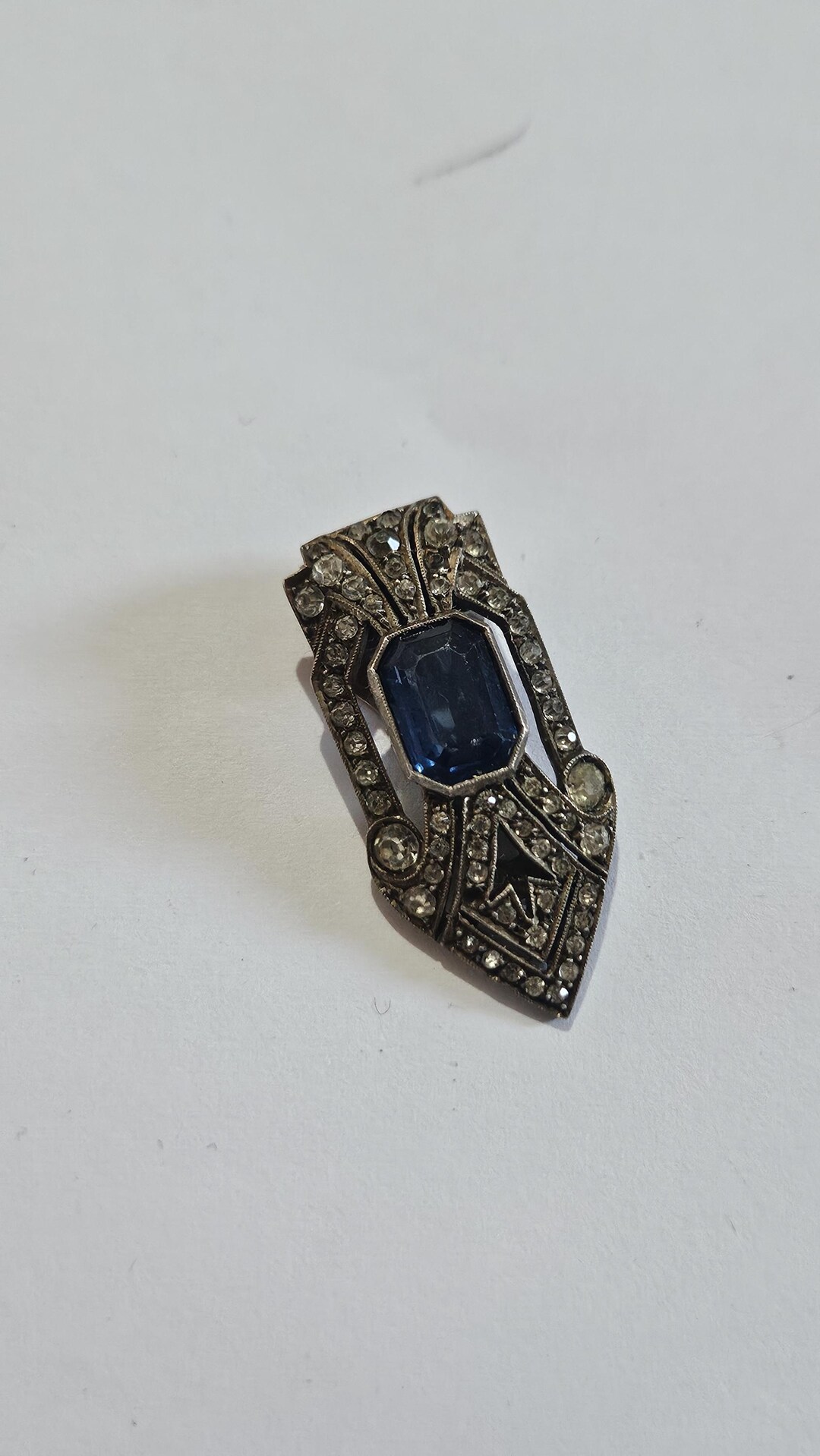 Vintage Art Deco Sterling Silver Glass Scarve Clip - Etsy