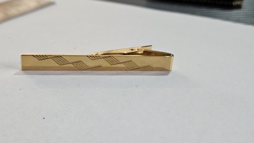 Vintage Gold Plated Engraved Stratton Tie Clip Slide Bar Wedding Gift ...