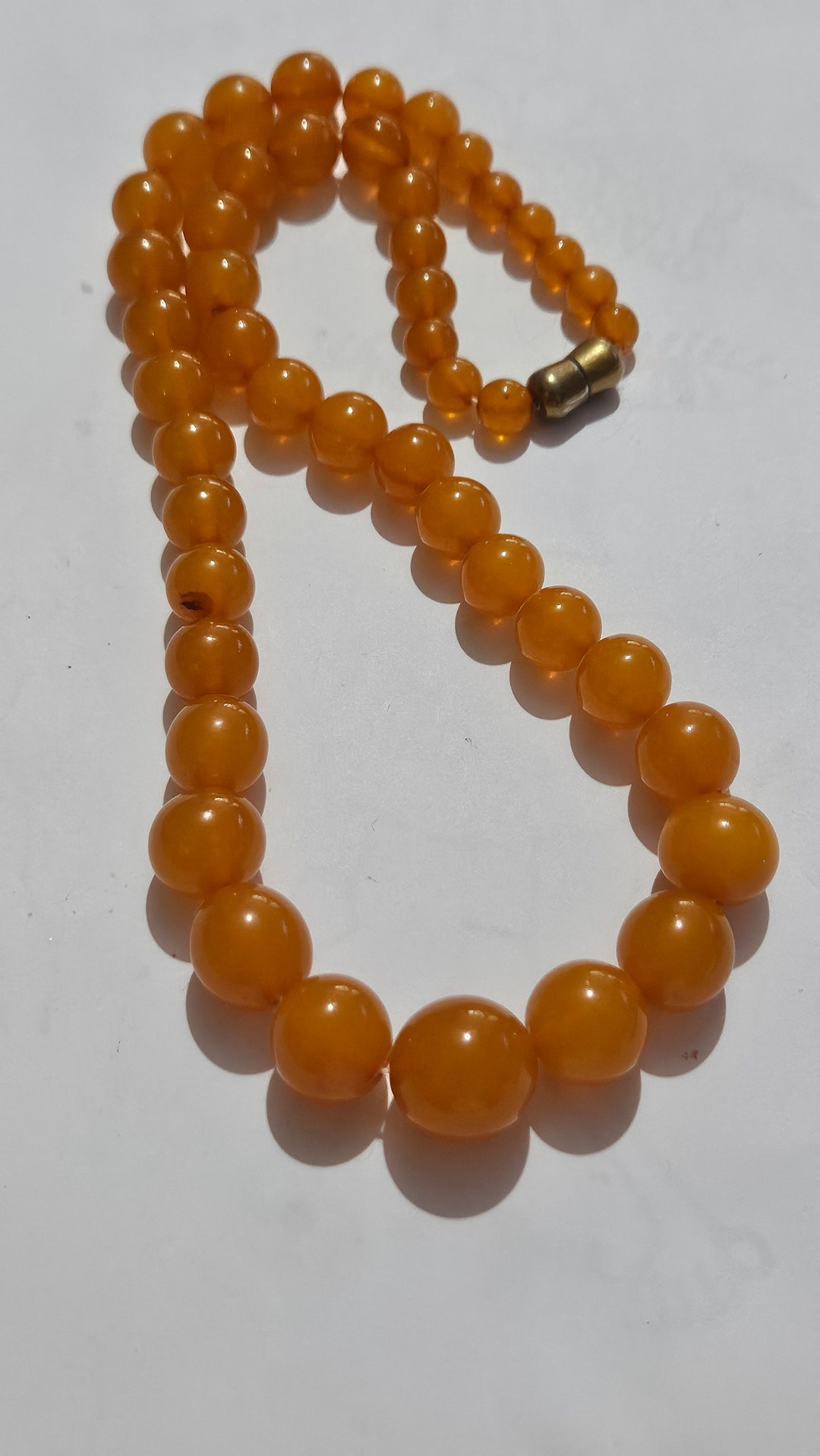 Vintage Art Deco Butterscotch Amber Graduated Bead Necklace Round - Etsy