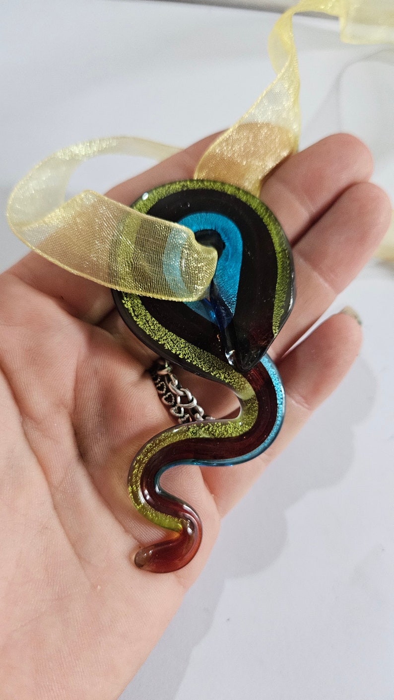 Vintage Large Murano Glass Snake Serpent Pendant Necklace - Etsy