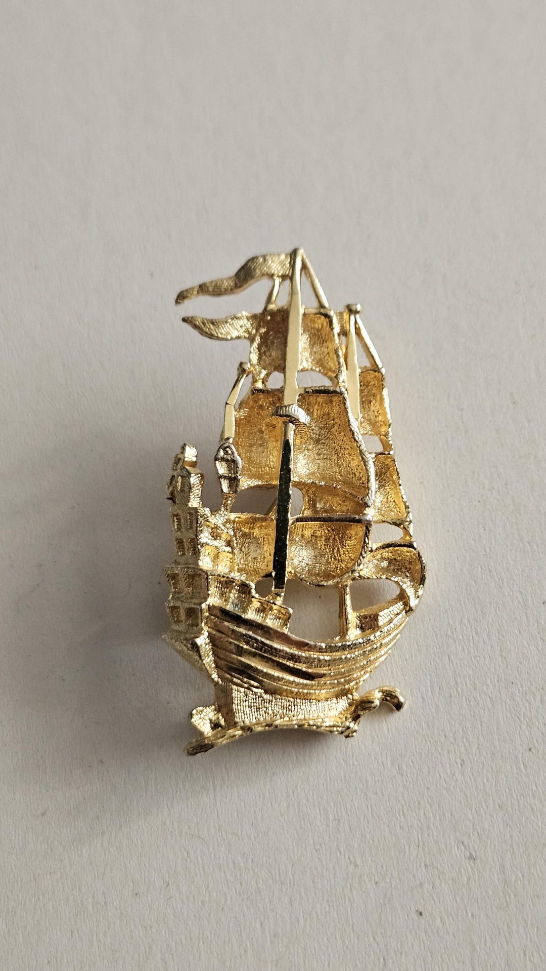 Vintage Sphinx Gold Plated Ship Pirate Boat Brooch Pin - Etsy