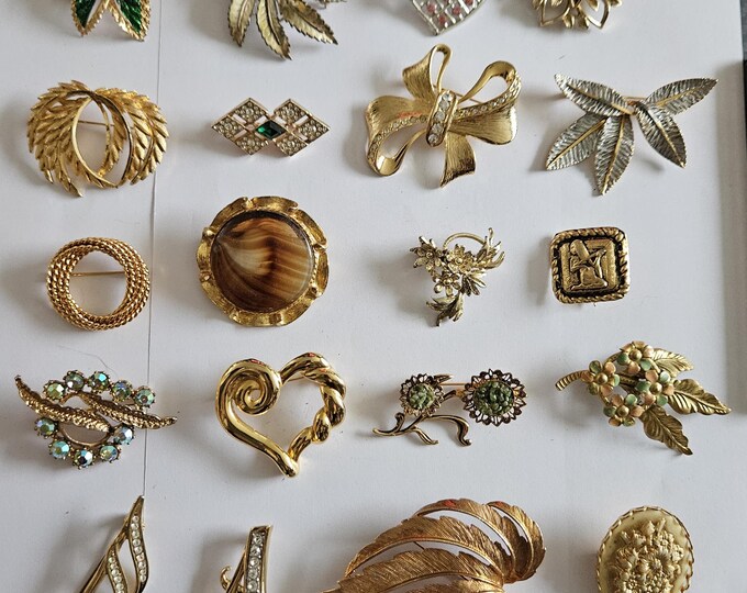 Vintage Gold Tone Plated Mixed Brooch Pin Jewellery Joblot Bundle ...