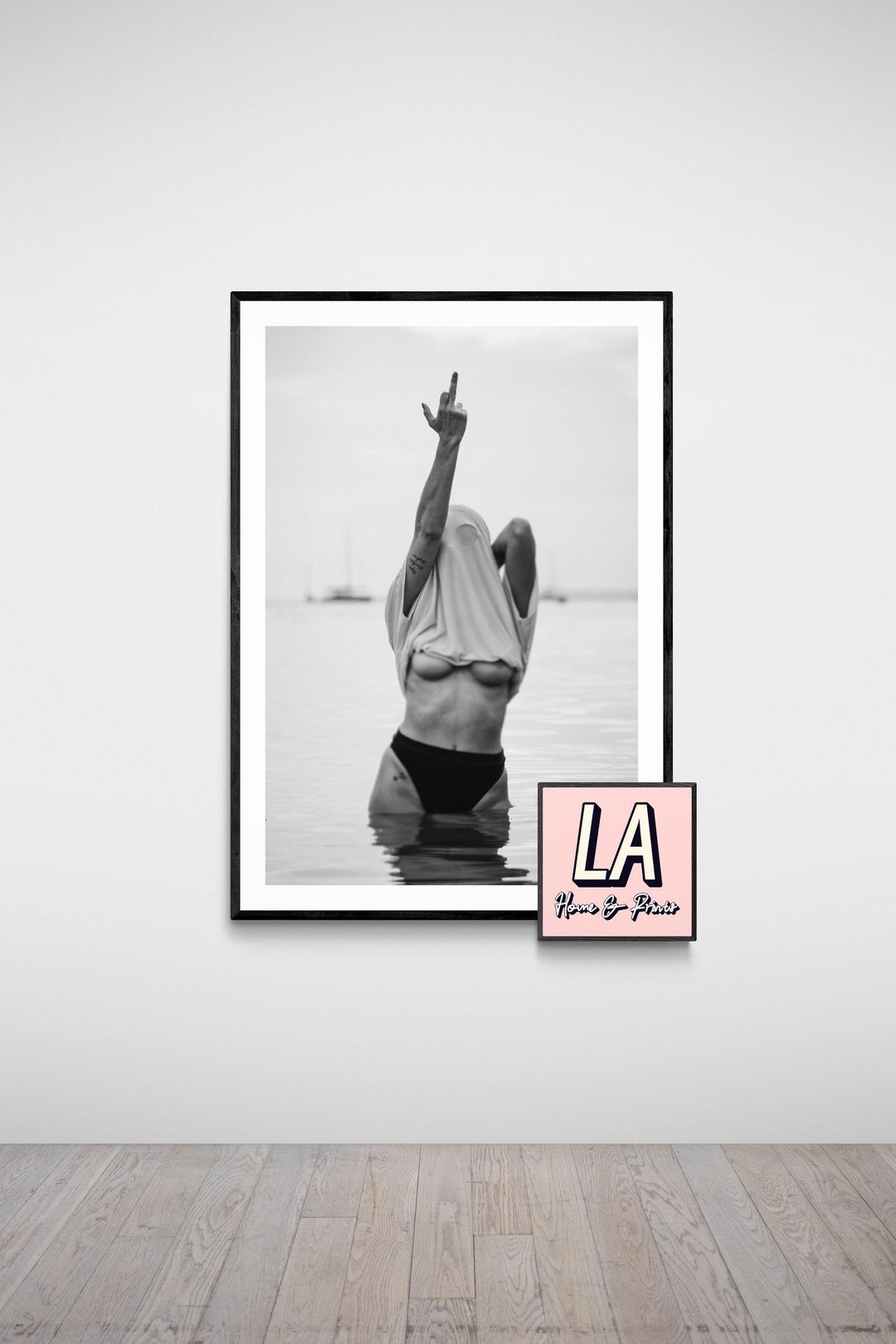 Defiant Middle Finger Feminist Poster Print, Black White Wall Art, Chic ...