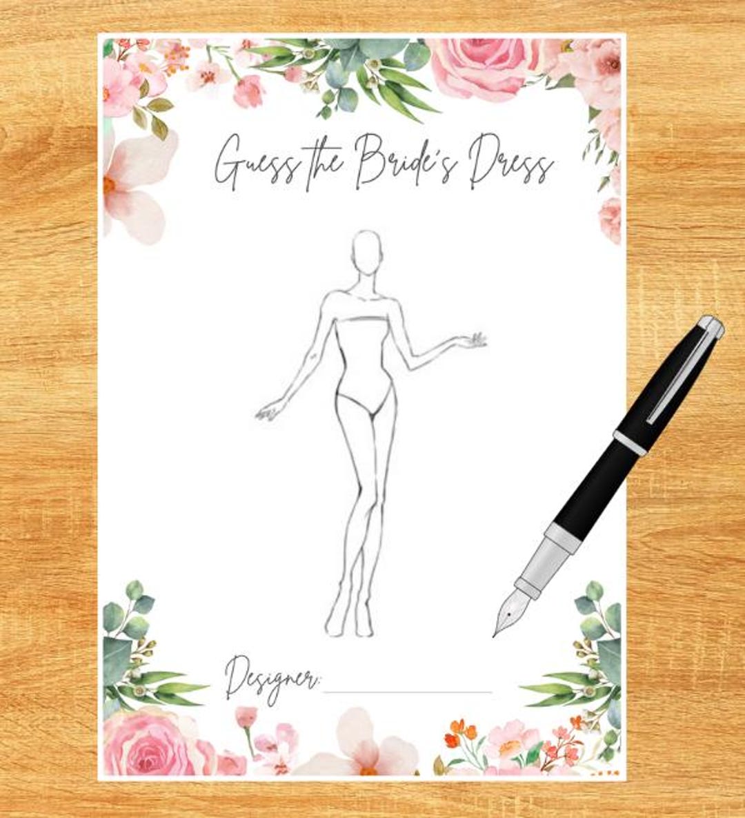 Guess the Bride's Dress | Customizable Bridal Games | Pink Bridal Theme ...