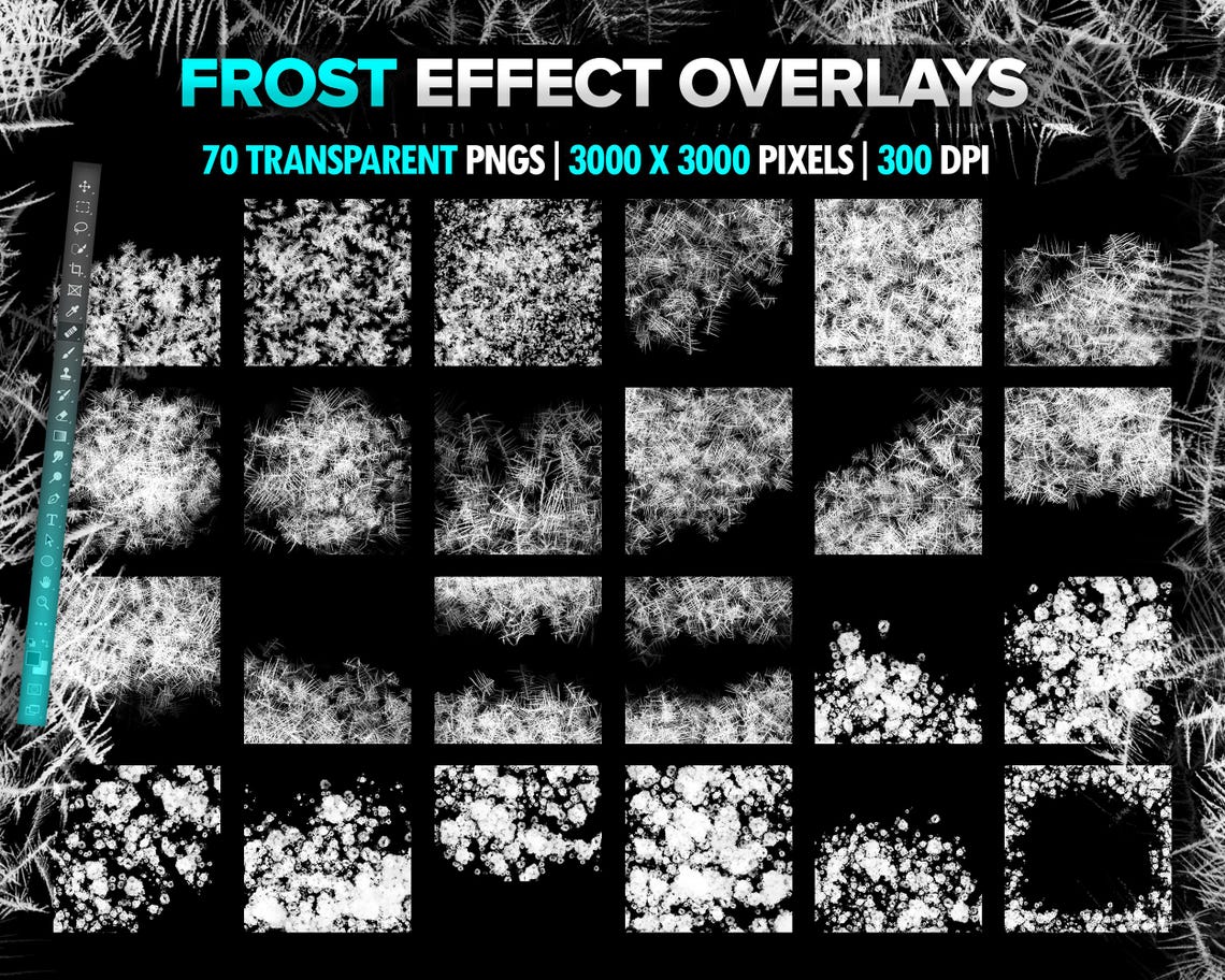 70 Frost Photoshop Overlays, Frozen Ice, Winter Overlays, Frosty ...