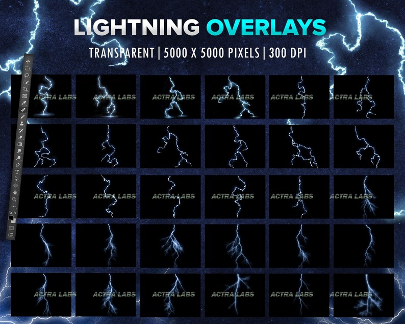 100 Lightning Photoshop Overlays , Realistic Lightning Effects ...