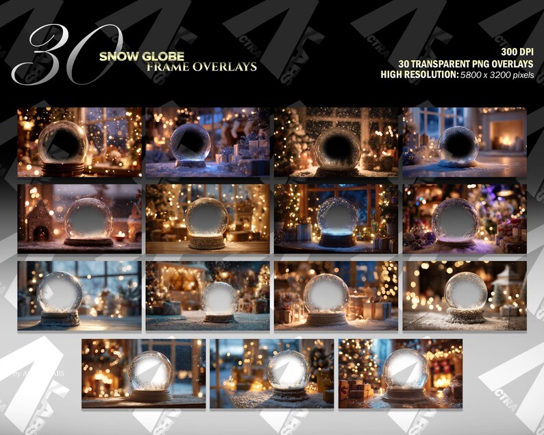 30 Christmas Snow Globe Digital Backdrop, Christmas Family Gift ...