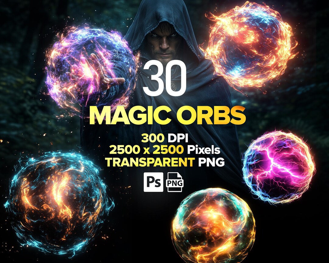 30 Magic Orbs, Magic Energy Overlays, Energy Balls, Lightning Bolts ...