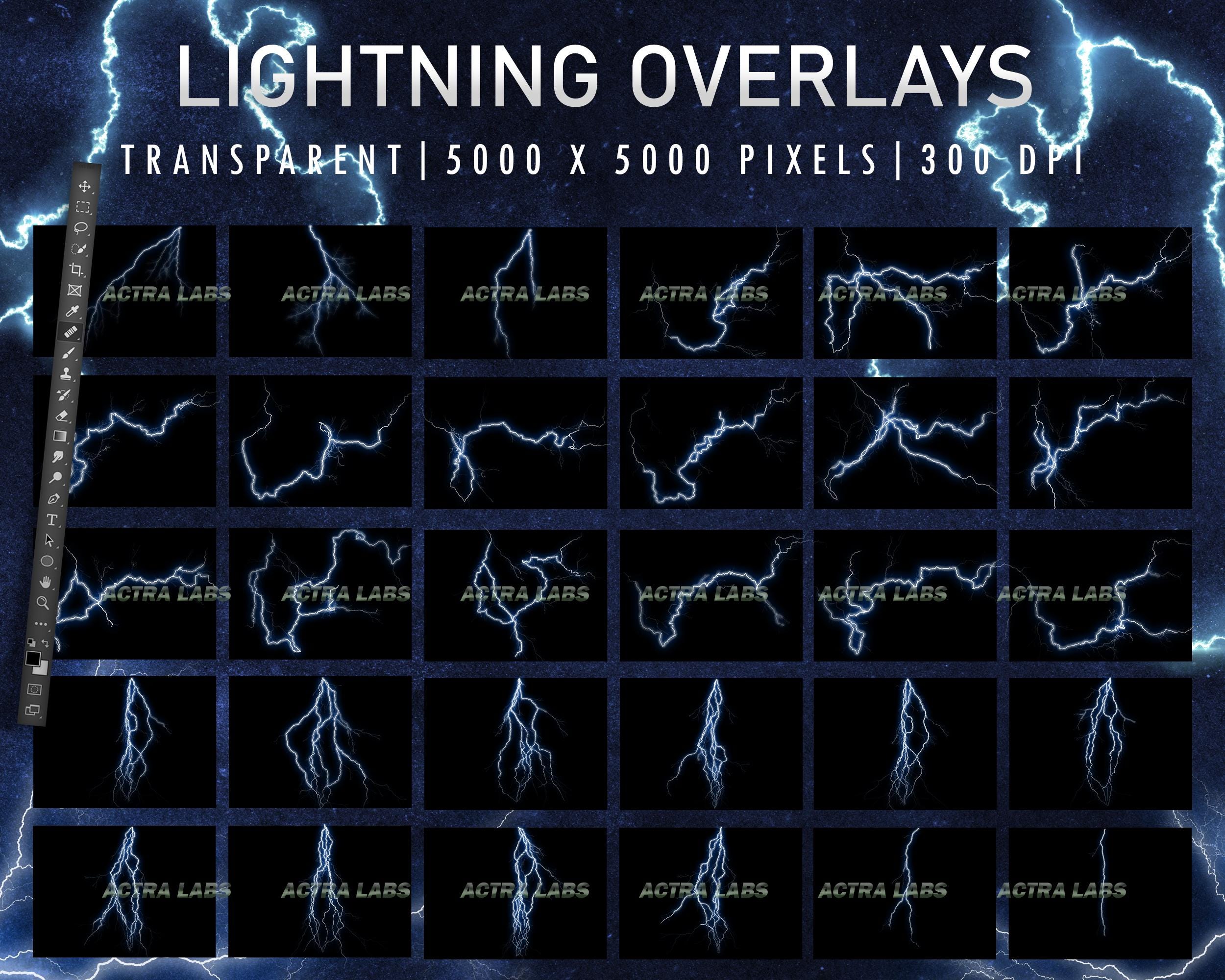 100 Lightning Photoshop Overlays , Realistic Lightning Effects ...
