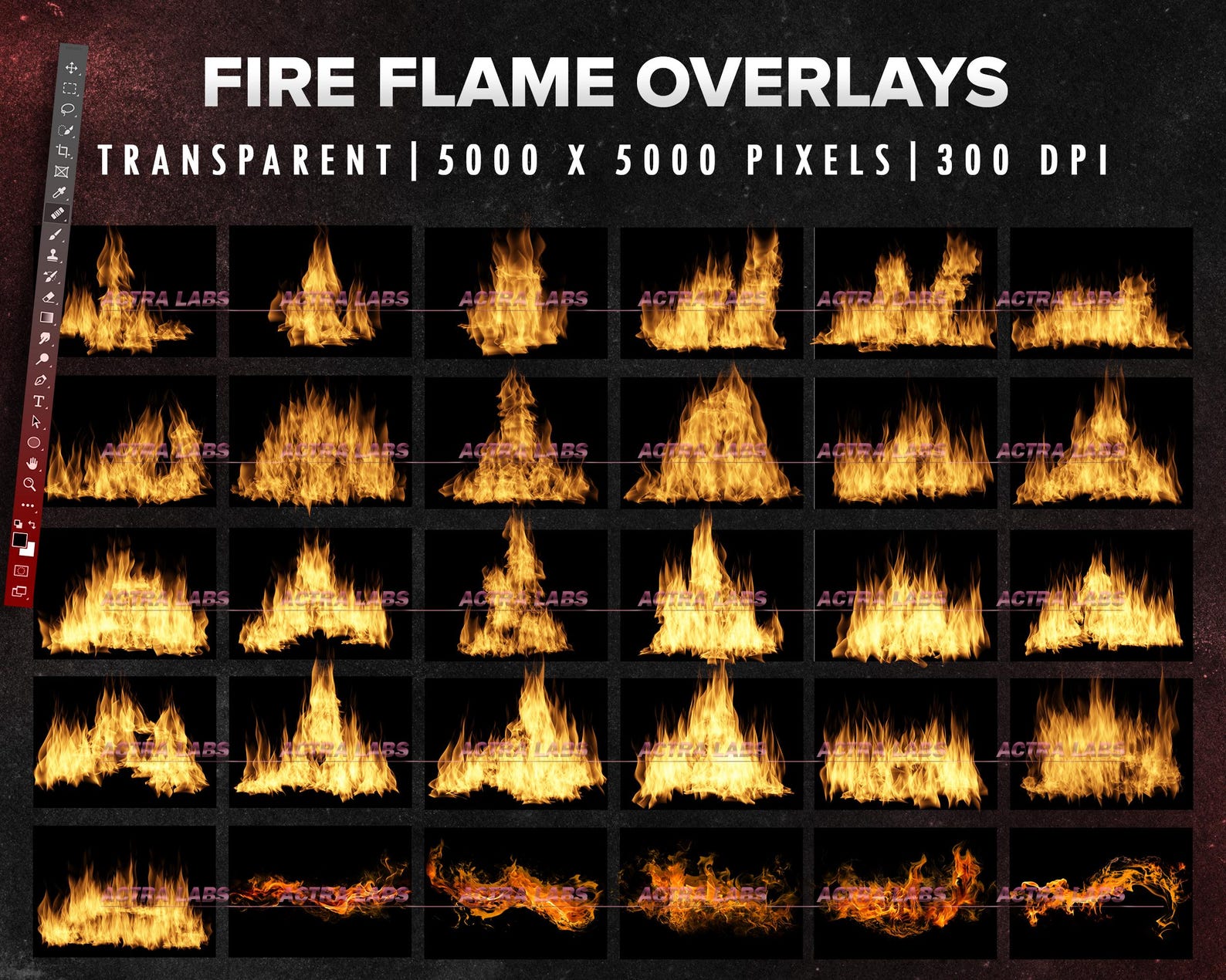 100 Fire Flame Overlays, Realistic Photoshop Fire, Campfire, Bonfire ...