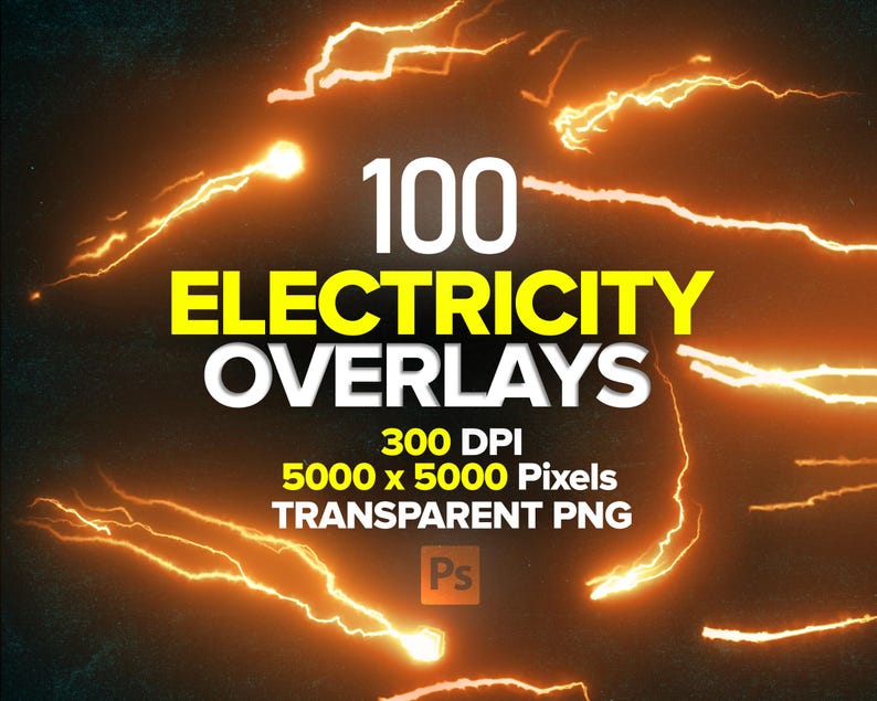 100 Electricity Bolts Overlays, Lightning Overlays, Magic Effects ...