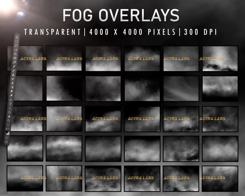 100 Fog Overlays for Photoshop, Smoke Overlay, Transparent PNG, Mist ...