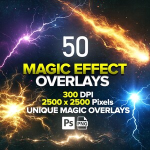 50 Magic Effects, Magic Energy Overlays, Lightning Bolts PNG, Sparks ...