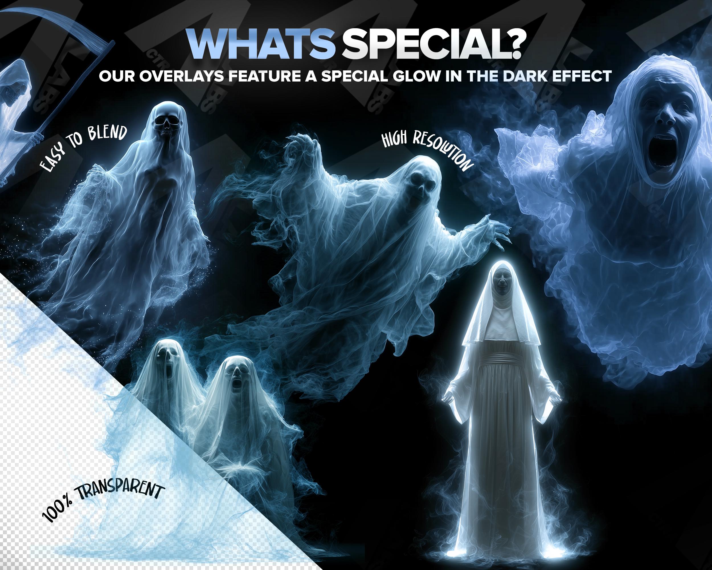 100 Paranormal Entities Overlays, Realistic Ghost Overlays, Halloween ...
