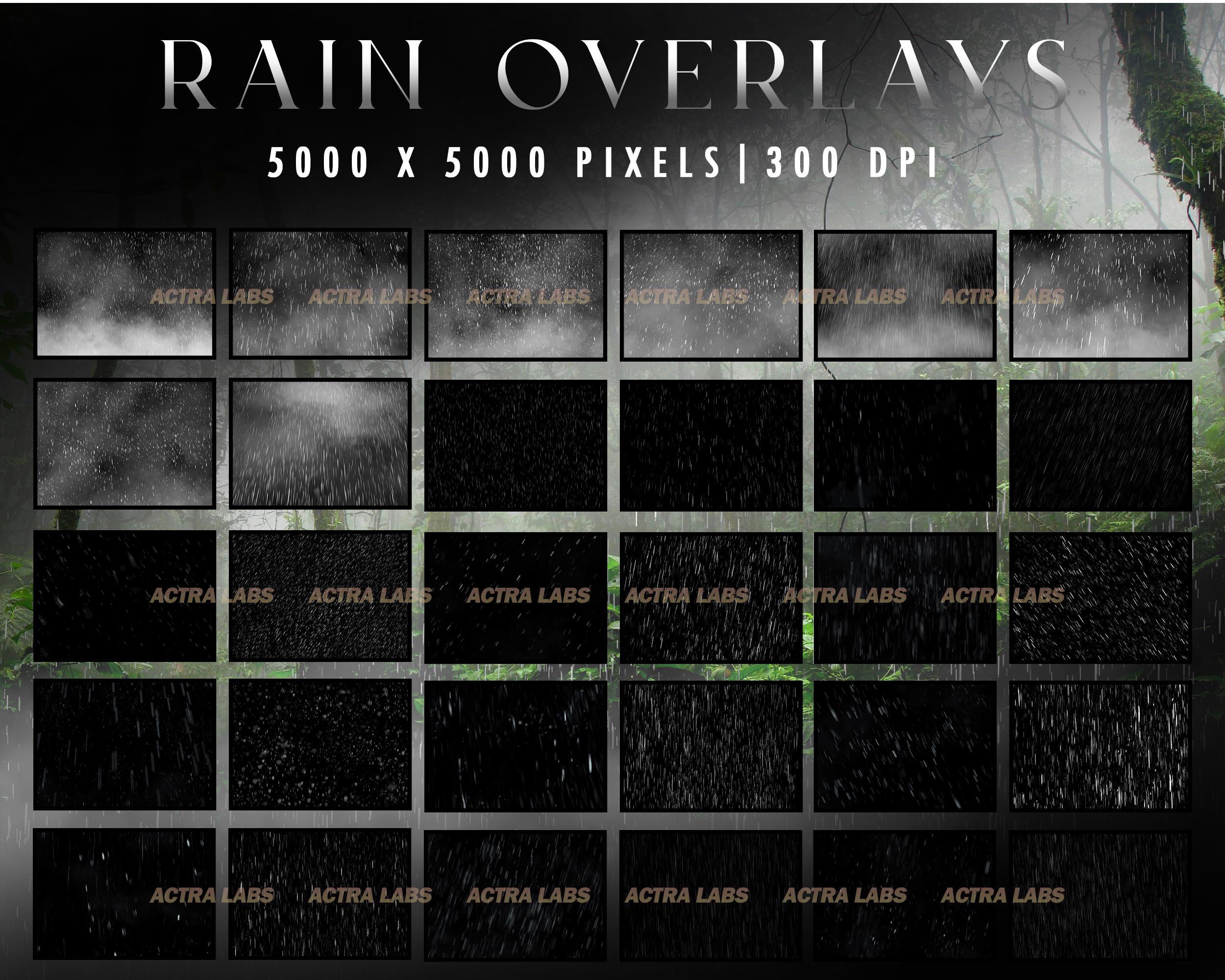 100 Rain Overlays for Photoshop, Realistic Rain, Falling Rain Overlay ...