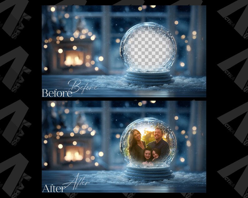30 Christmas Snow Globe Digital Backdrop, Christmas Family Gift ...