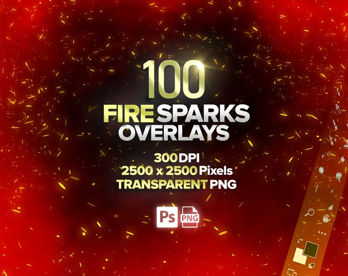 100 Fire Sparks Photoshop Overlays, Transparent Png Fire, Realistic ...