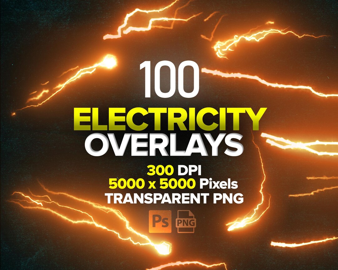 100 Electricity Bolts Overlays, Lightning Overlays, Magic Effects ...