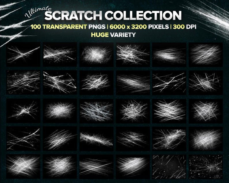 100 Scratch Texture Overlays, Background Scratches, Photo Editing ...