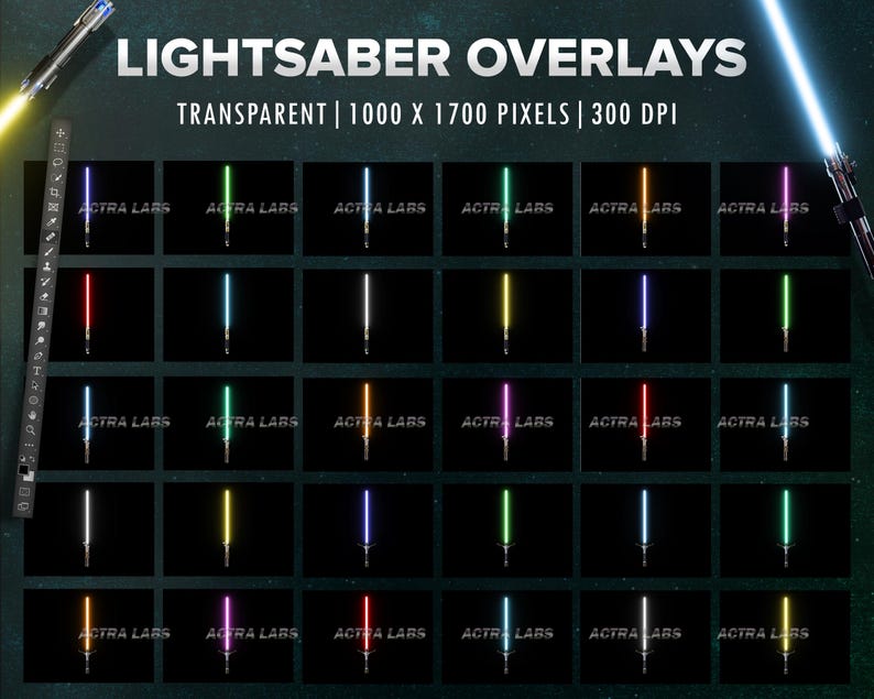 100 Lightsaber PNG Photoshop Overlays, Lightsaber Clipart, Digital ...