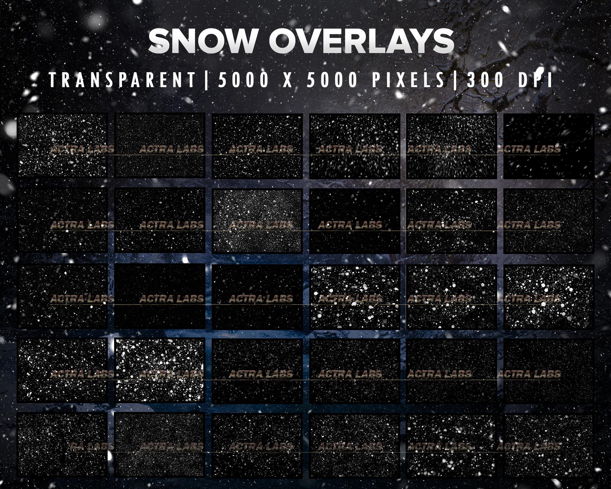 100 Falling Snow Photoshop Overlays, Snowflake Overlays, Realistic Snow ...