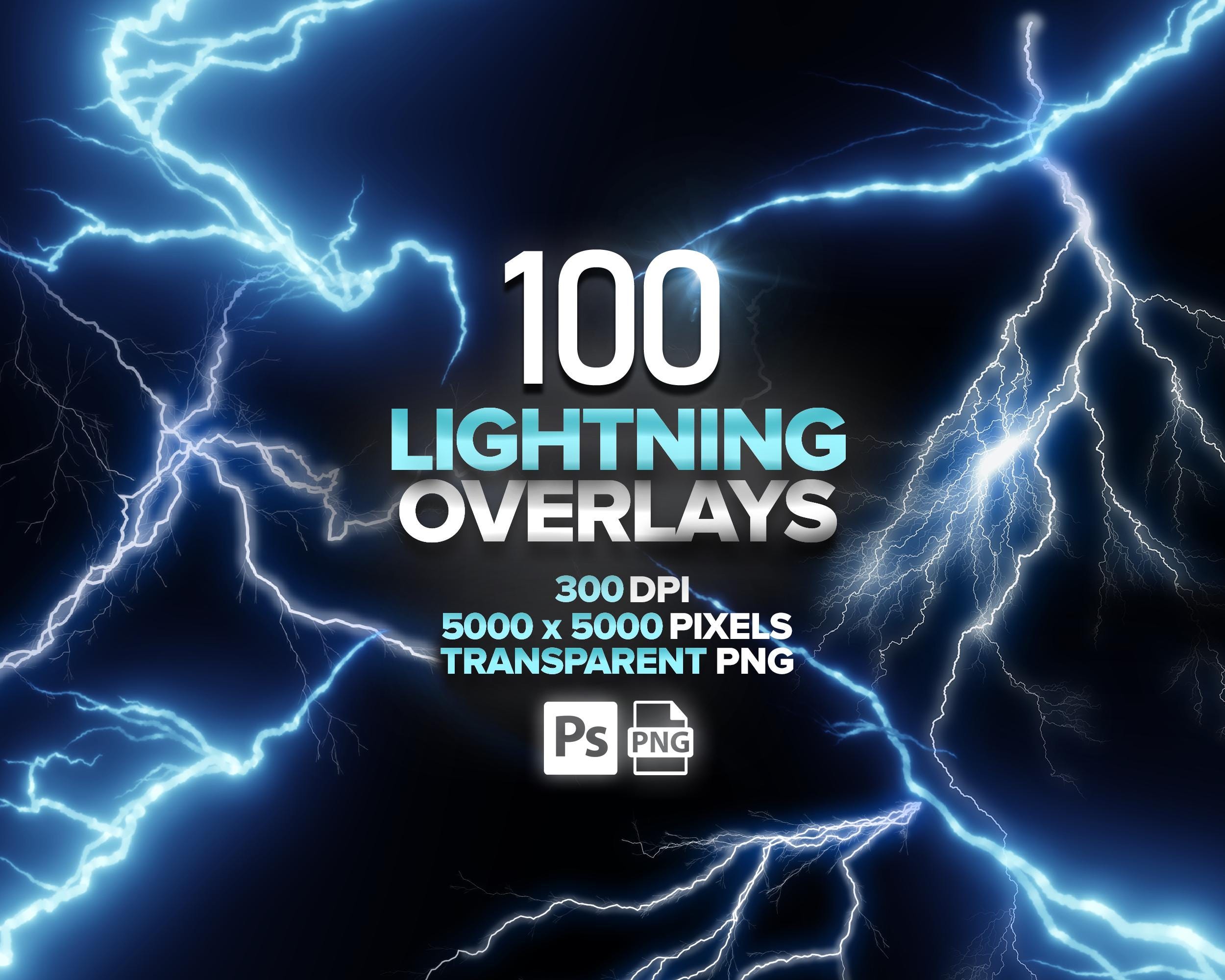 100 Lightning Photoshop Overlays , Realistic Lightning Effects ...
