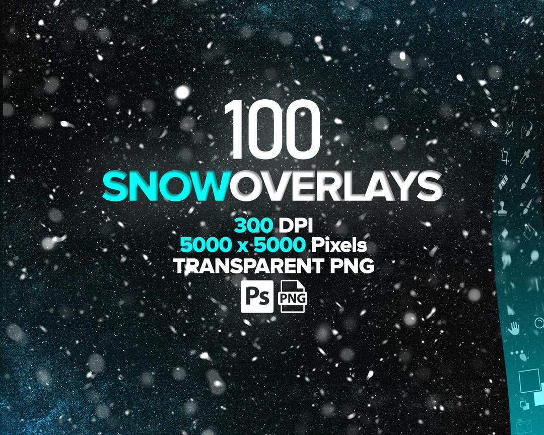 100 Falling Snow Photoshop Overlays, Snowflake Overlays, Realistic Snow ...
