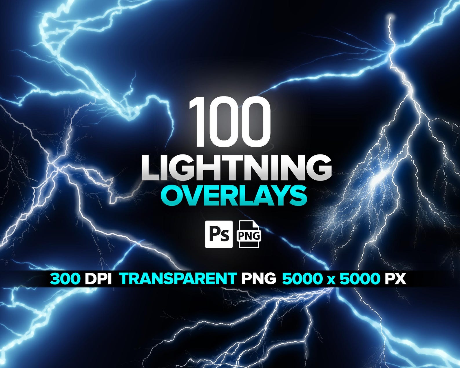 100 Lightning Photoshop Overlays , Realistic Lightning Effects ...