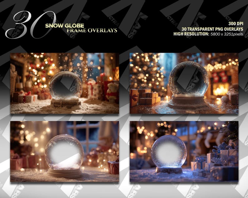 30 Christmas Snow Globe Digital Backdrop, Christmas Family Gift ...