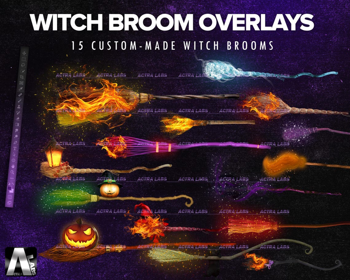 Witch Brooms With Effects Clipart, Transparent Png, Halloween Brooms ...