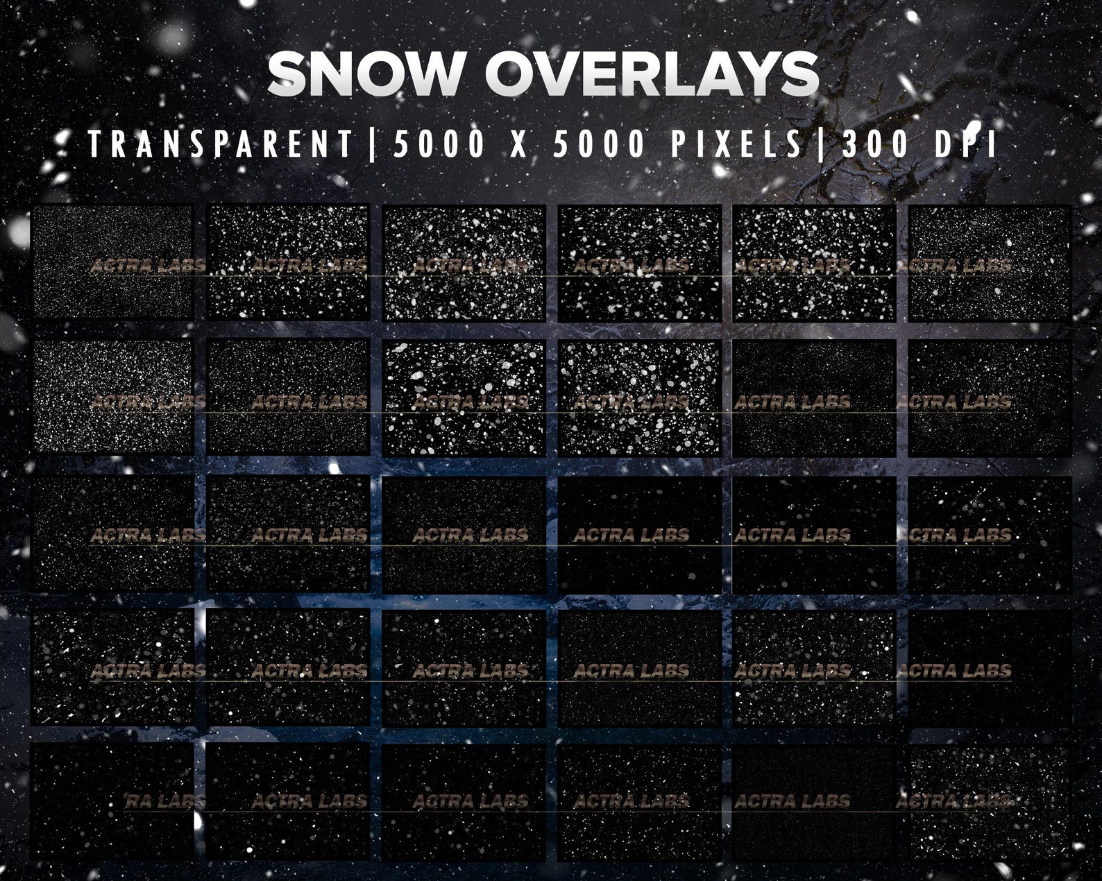 100 Falling Snow Photoshop Overlays, Snowflake Overlays, Realistic Snow ...