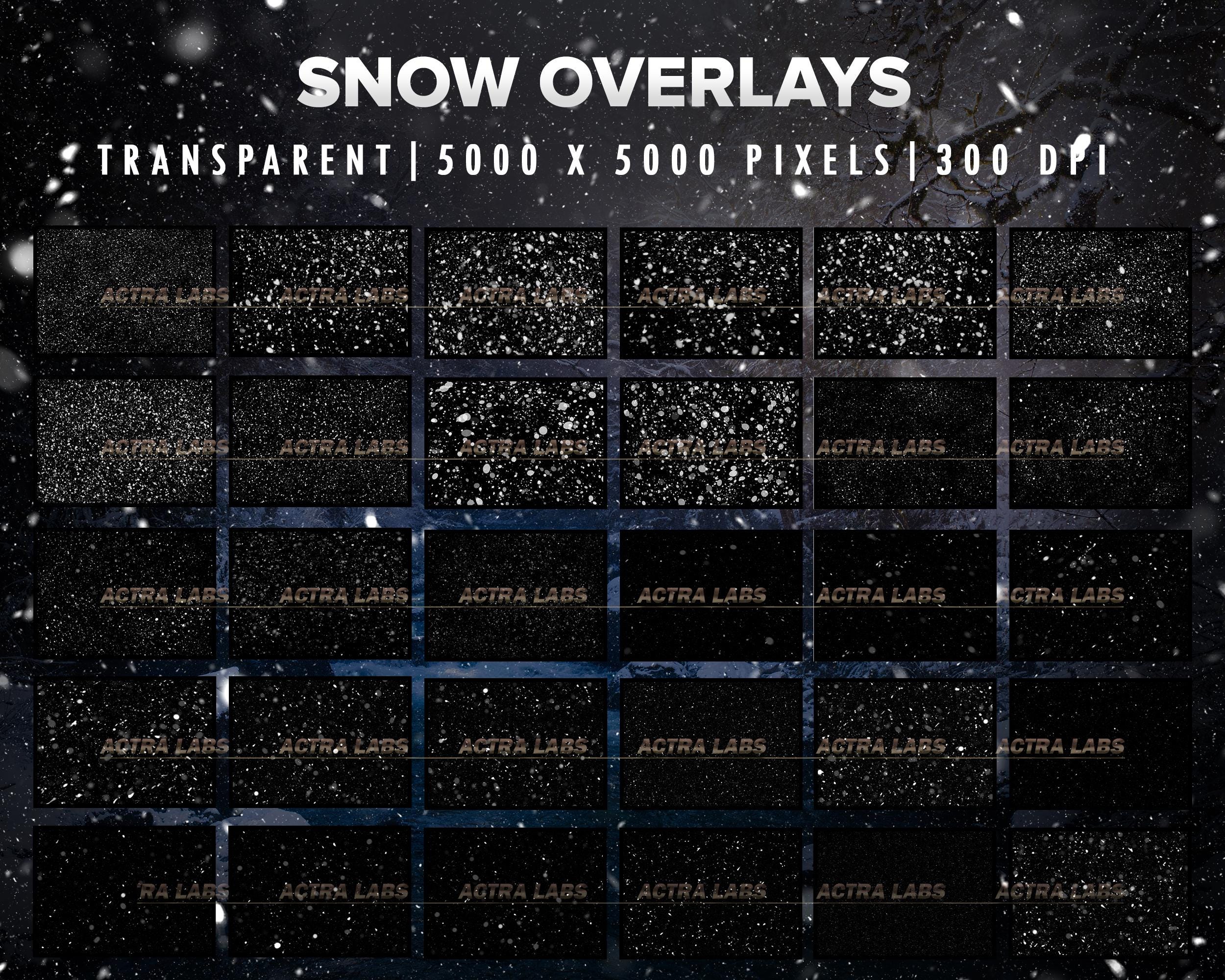 100 Falling Snow Photoshop Overlays, Snowflake Overlays, Realistic Snow ...