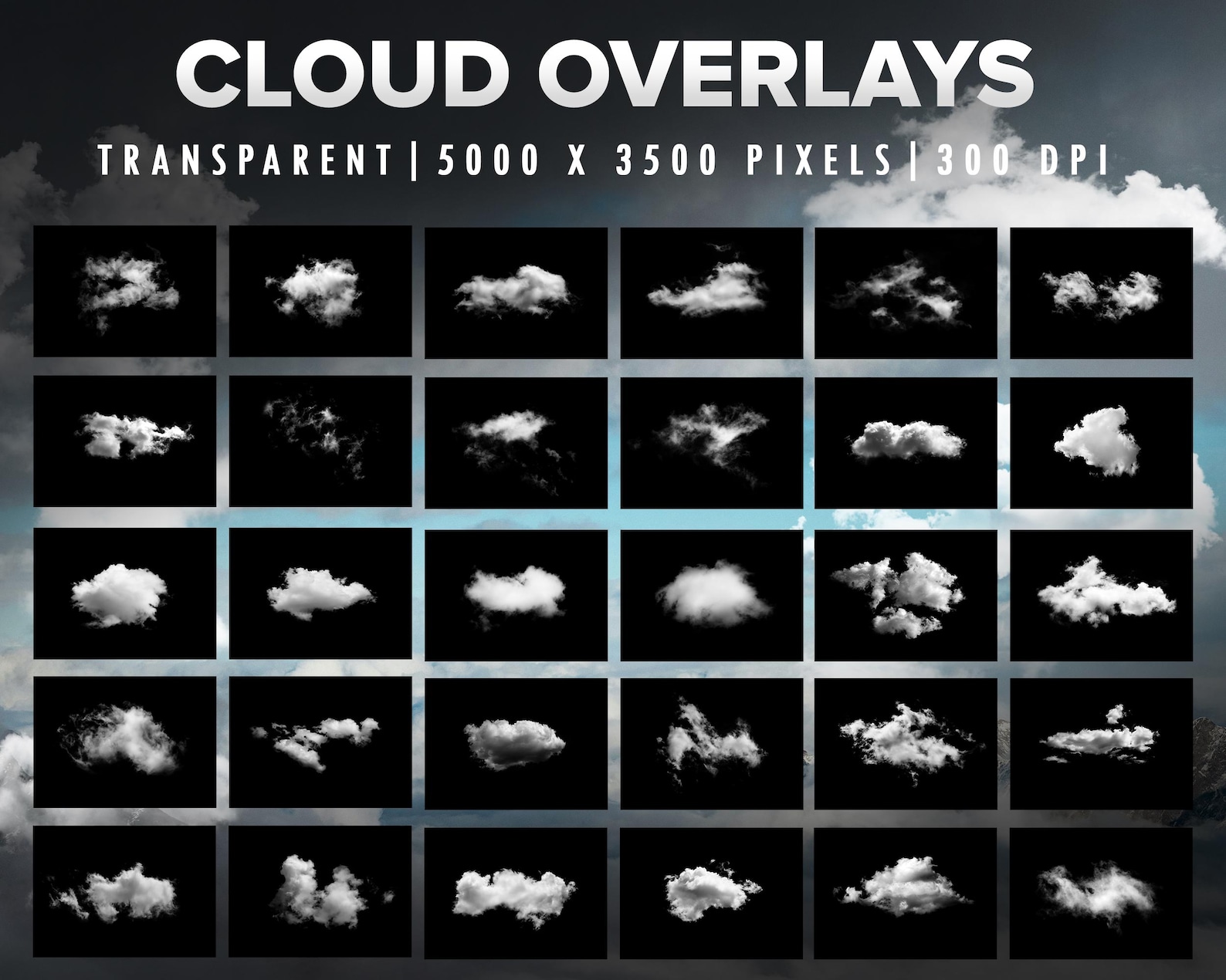 100 Cloud Photoshop Overlays, Transparent Clouds PNG, Clouds Clipart ...