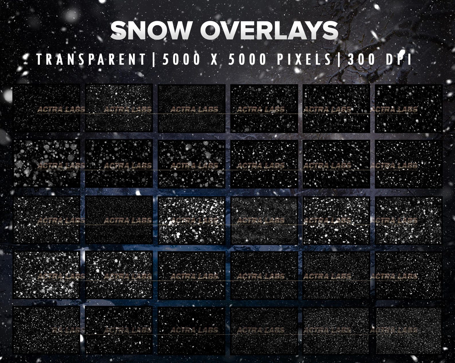 100 Falling Snow Photoshop Overlays, Snowflake Overlays, Realistic Snow ...