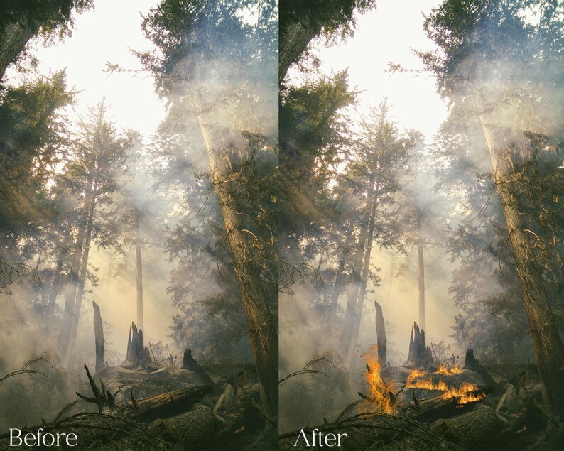 100 Fire Flame Photoshop Overlays, Realistic Digital Flames, PNG ...