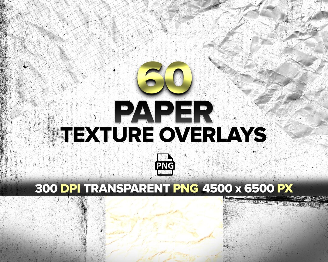 60 Paper Texture Photoshop Overlays, Wrinkled Paper, White Paper ...