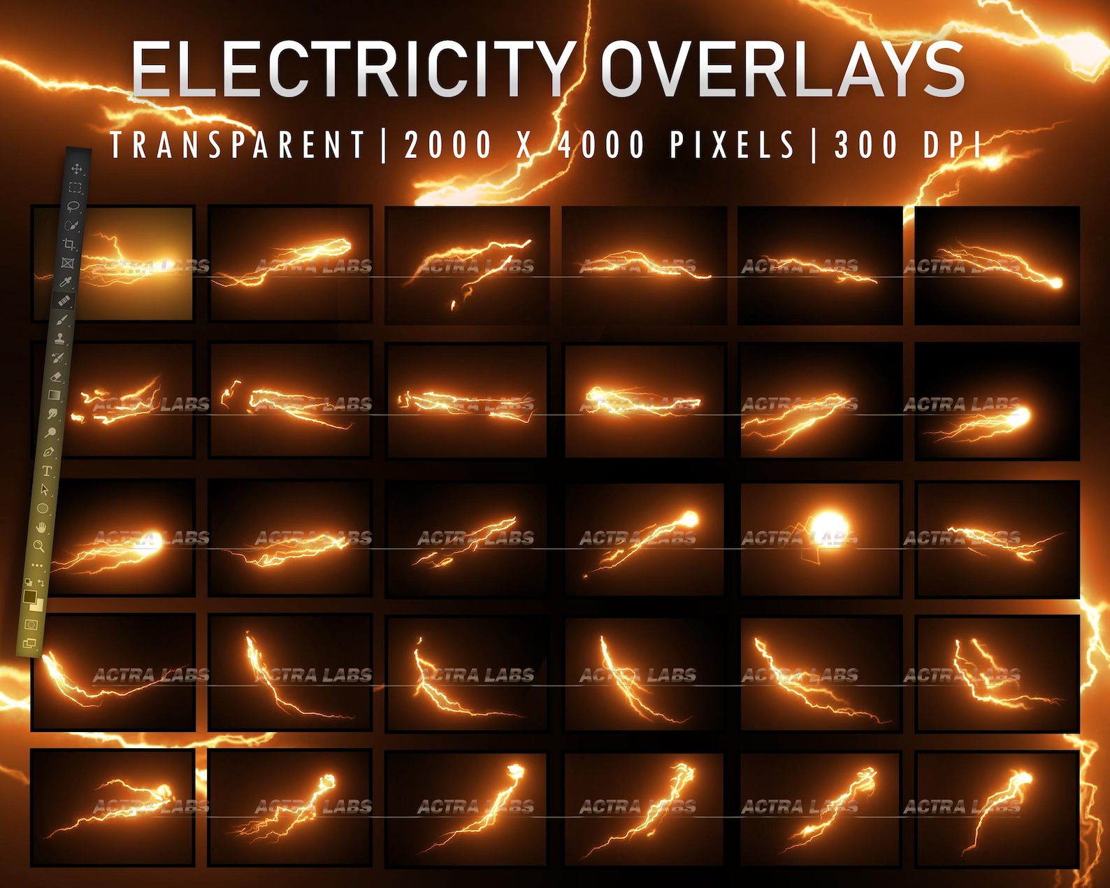 100 Electricity Bolts Overlays, Lightning Overlays, Magic Effects ...
