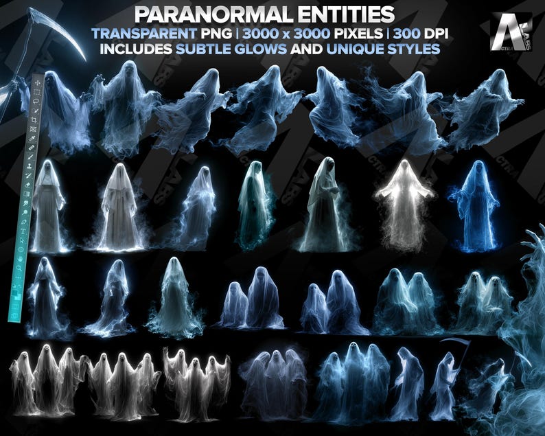 100 Paranormal Entities Overlays, Realistic Ghost Overlays, Halloween ...