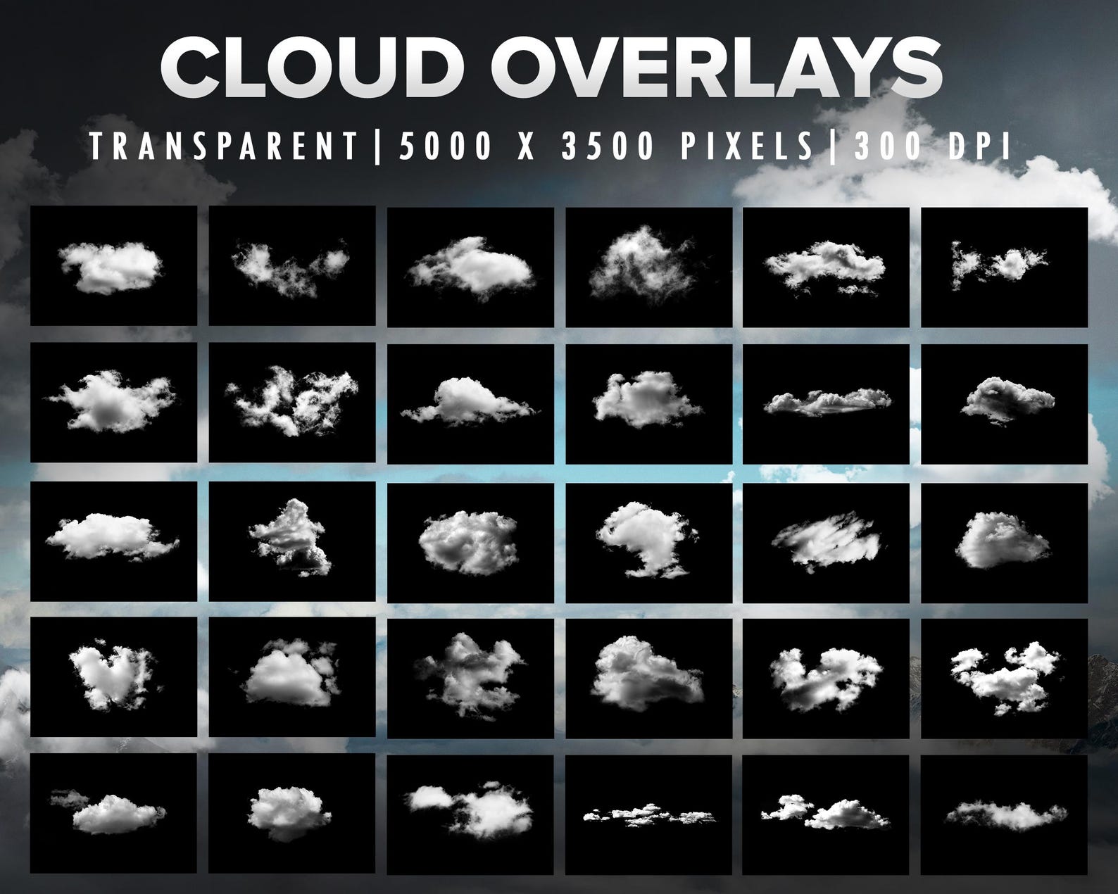 100 Cloud Photoshop Overlays, Transparent Clouds PNG, Clouds Clipart ...