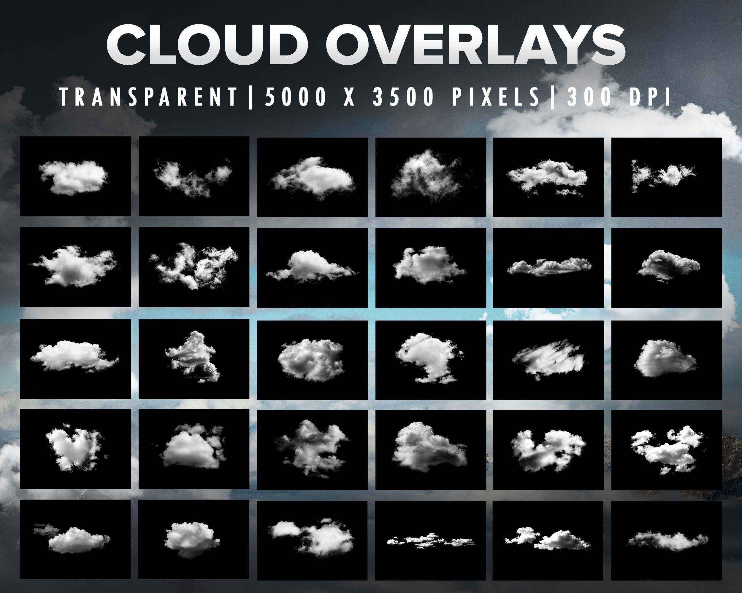 100 Cloud Photoshop Overlays, Transparent Clouds PNG, Clouds Clipart ...