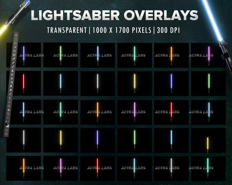 100 Lightsaber PNG Photoshop Overlays, Lightsaber Clipart, Digital ...
