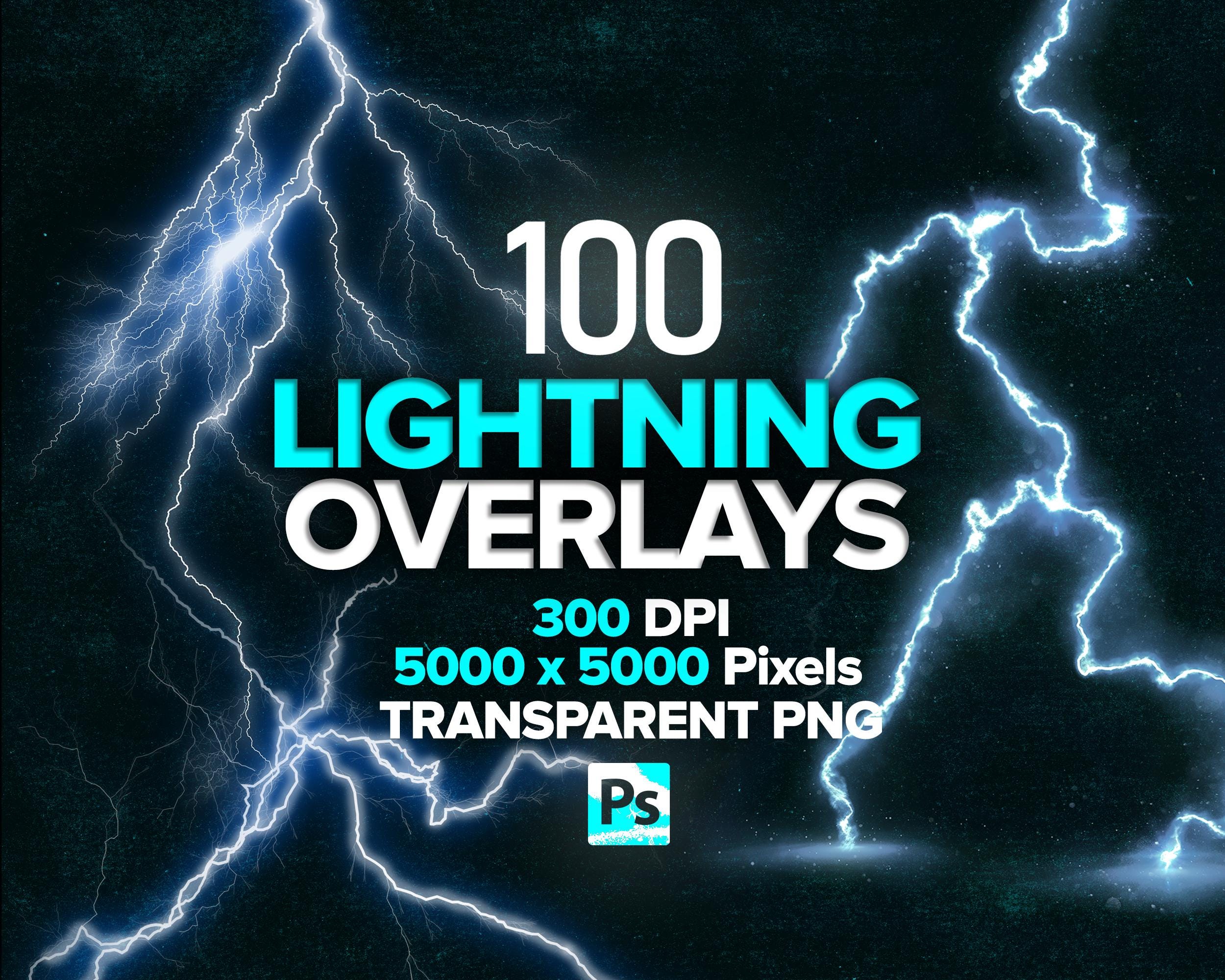 100 Lightning Photoshop Overlays , Realistic Lightning Effects ...