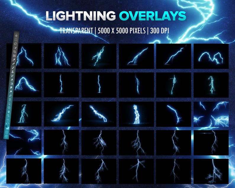 100 Lightning Photoshop Overlays , Realistic Lightning Effects ...
