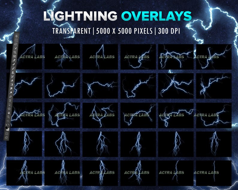 100 Lightning Photoshop Overlays , Realistic Lightning Effects ...