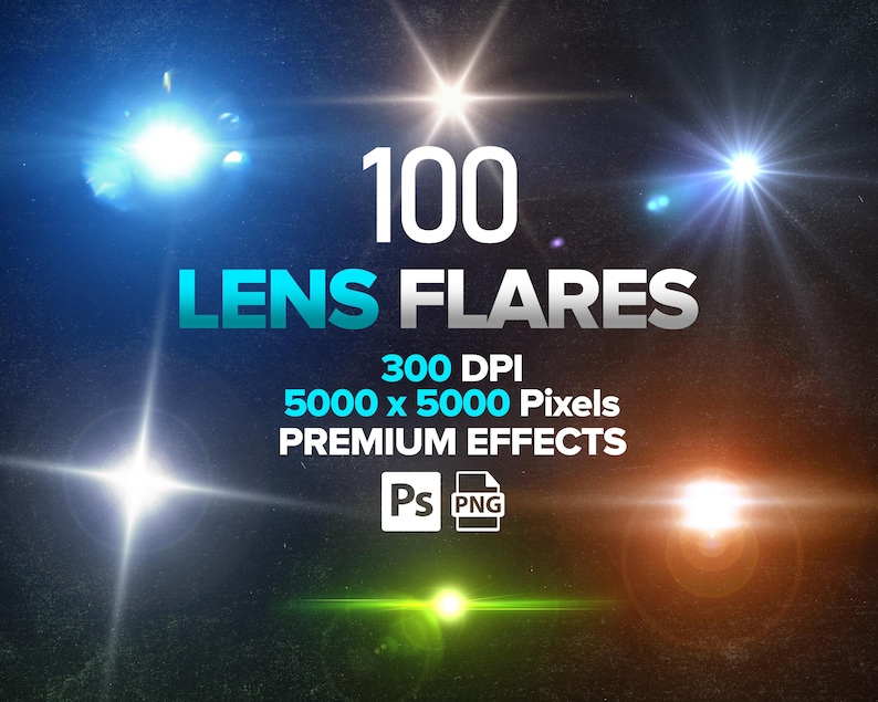 100 Lens Flare Photoshop Overlays, Sunlight Overlays, Light Flare ...