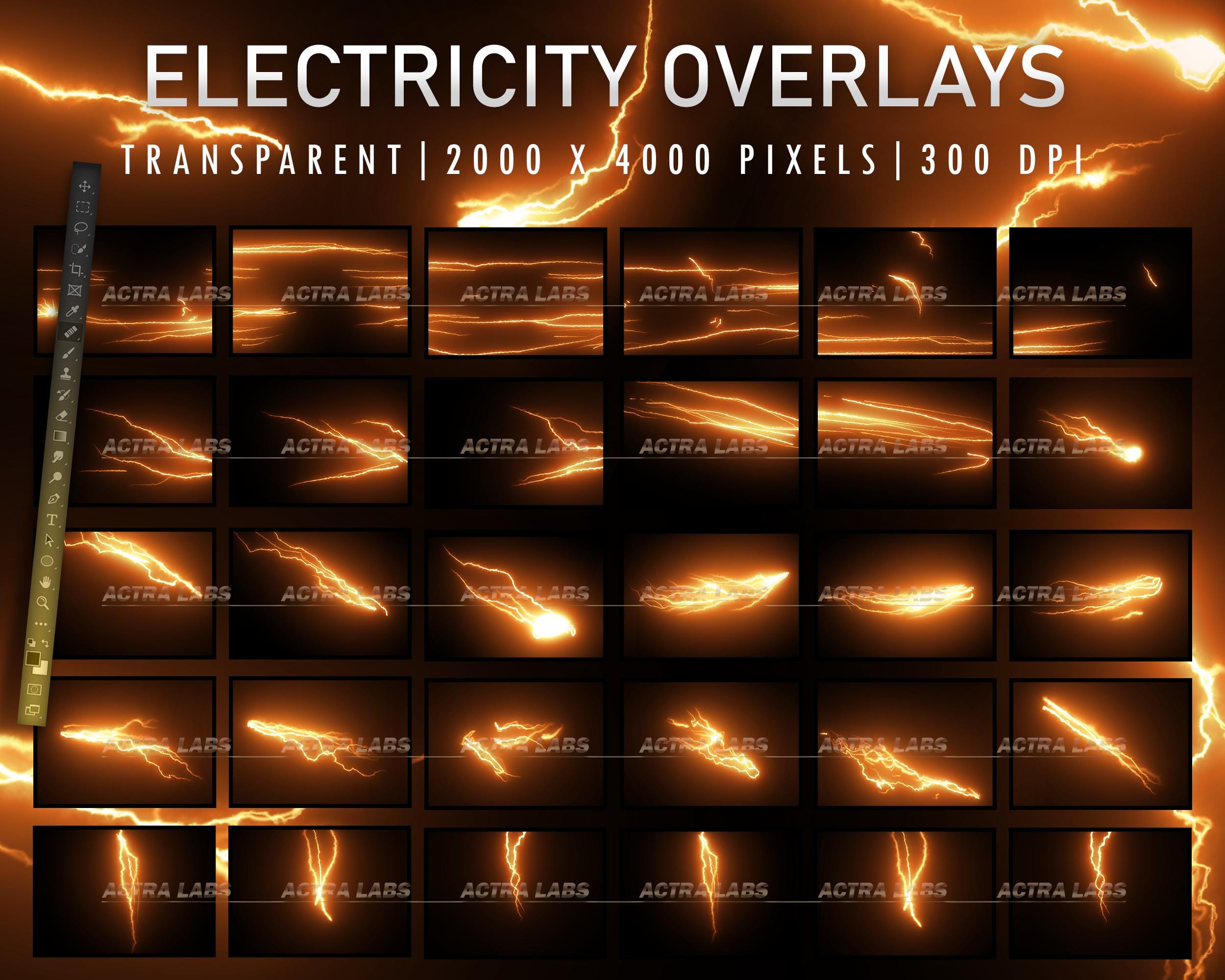 100 Electricity Bolts Overlays, Lightning Overlays, Magic Effects ...