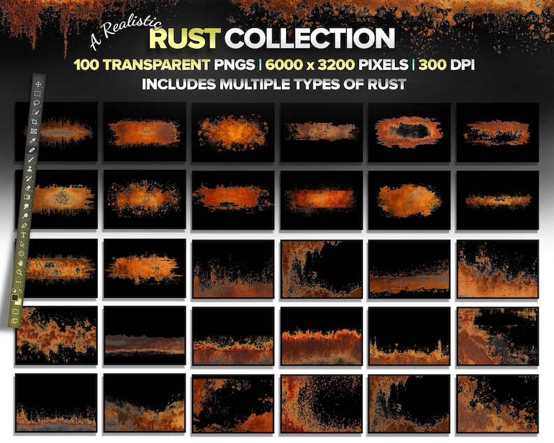 100 Rust Grunge Overlays, Light Brown Grungy Rust, Distressed Rough ...