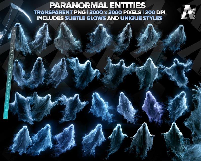 100 Paranormal Entities Overlays, Realistic Ghost Overlays, Halloween ...