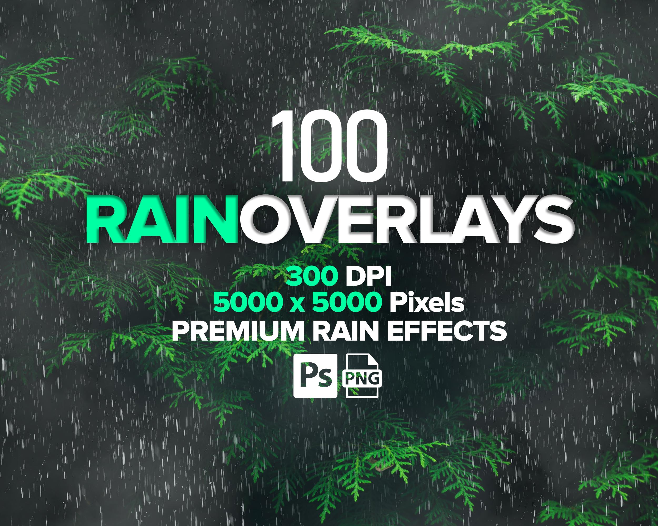 100 Rain Overlays for Photoshop, Realistic Rain, Falling Rain Overlay ...
